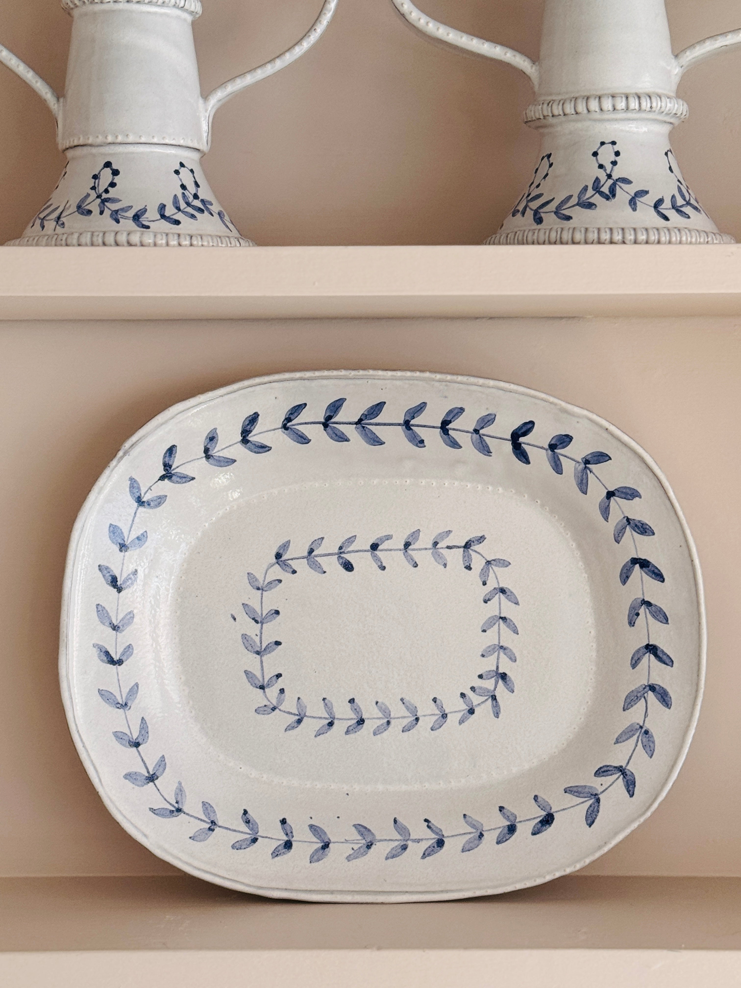 English Delftware Sprigged Rectangular Platter - Emily Mitchell – The Merchant's Table